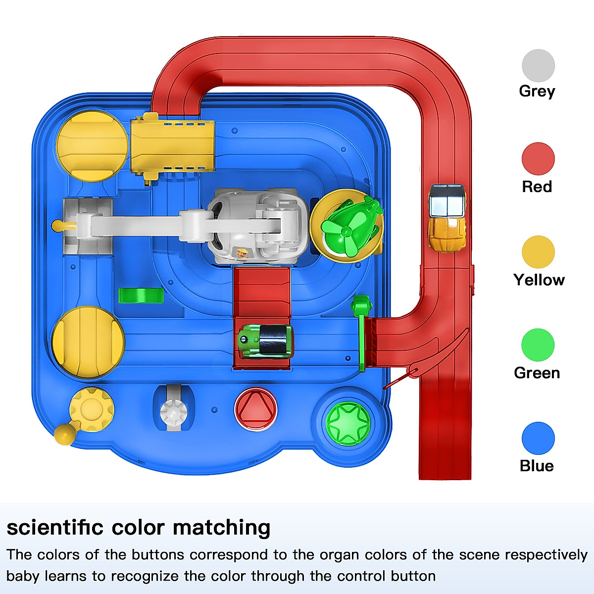 Jishi Kids Race Track Toys for Boys, Toddler Car Adventure Toys for Kids Age 3 4 Years Old Boys Girls, Puzzle Rail City Rescue Game Playset Preschool Educational Birthday Gifts for Kids Ages 3 4 5 6 7
