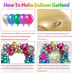 Chrome Balloon Garland Arch Kit 126Pcs Disco Party Decorations with Disco Ball Balloons and Explosion Star Foil Balloons for 80s 90s Disco Birthday Graduation Galaxy Prom Party Decoration