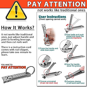 XGIZMOO Nail Clippers for Natural Finger Nails Ultra Thin Mini Travel Portable Folding Wide Jaw Cutter with Glass Nail File Curved Trimmer for Fingernail Toenail, with Keychain(X021DB-S)