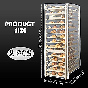 2 Pcs Bun Pan Rack Cover Bakers Rack Cover 20 Tier Sheet Pan Rack Cover for Home Kitchen Restaurant Bakery 28" L x 23" W x 61" H, Clear