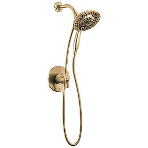 Delta Faucet Saylor 17 Series Gold Shower Valve Trim Kit with In2ition 2-in-1 Shower Head with Handheld Spray, Shower Faucet, Shower Head and Handle, Champagne Bronze T17235-CZ-I (Valve Not Included)