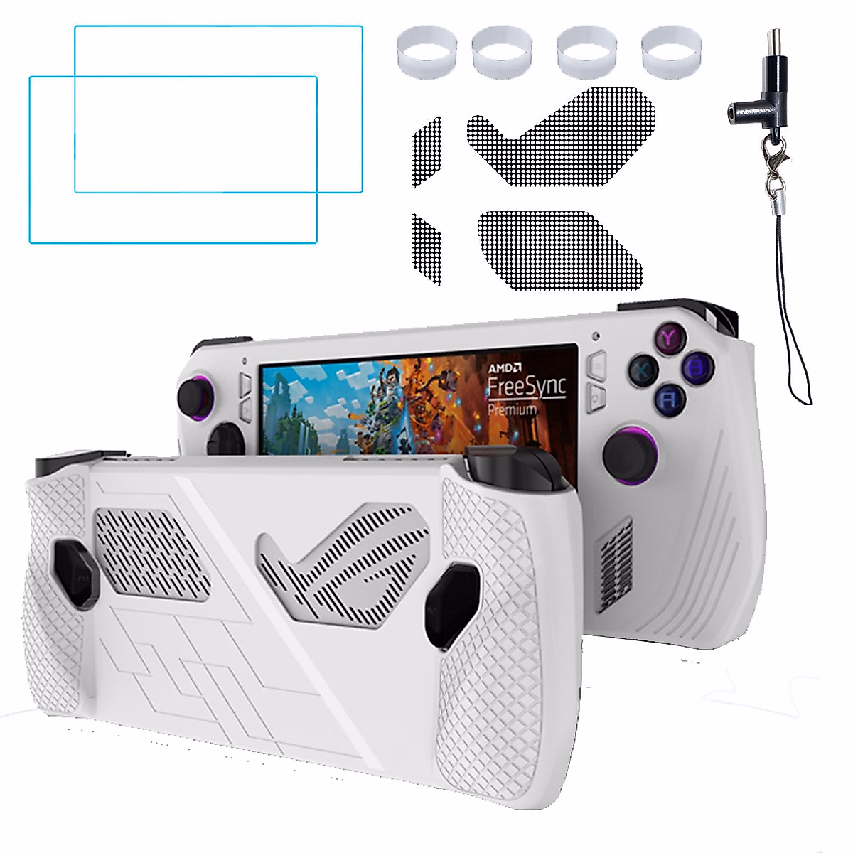 KERESLINA Silicone Protective Case for Rog Ally,ROG Ally Integrated Silicone Black and White Shockproof Protection Shell,with Accessories for Rog Ally Game Handheld 2023