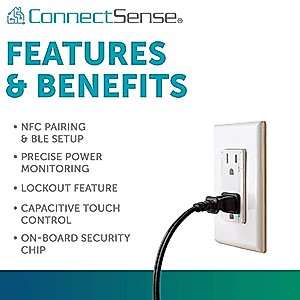 ConnectSense Smart In-Wall Outlet, WiFi Connected Electrical Smart Wall Socket That's Compatible With Amazon Alexa, Apple HomeKit Siri and Google Assistant (15A)