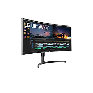 LG 38” QHD+ IPS Curved UltraWide Monitor (3840x1600) with HDR10, Dynamic Active Sync, Black Stabilizer, Flicker Safe, Reader Mode, Onscreen Control & Ergonomic Design (38BN75C-B) (Renewed)