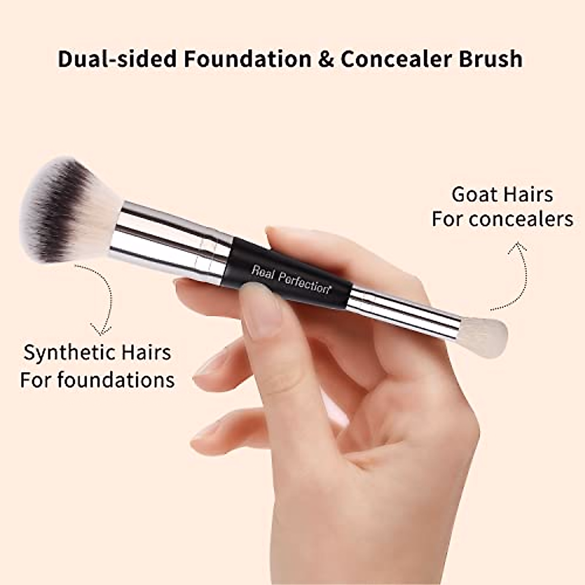 Real Perfection Foundation Brush Makeup Brushes Set Kabuki Brush Self Tanner Dual-sided Blush Concealer Brush Makeup Brush Set Sponge Blending Brush for Buffing Foundation Cream Powder Make up Brushes