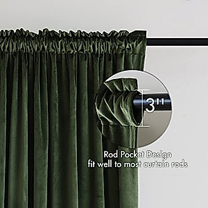 MIULEE Olive Green Velvet Curtains 84 inch Long and 100% Blackout Velvet Curtains