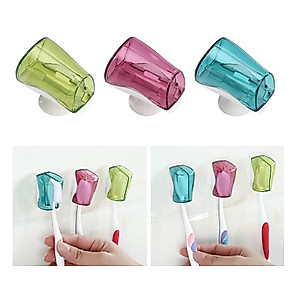 HLLMX 6 PCS Toothbrush Head Covers with Suction Cup Travel Toothbrush Head Covers Case Anti Dust Toothbrush Cover Great Protective Case for Home Travel Outdoor Camping