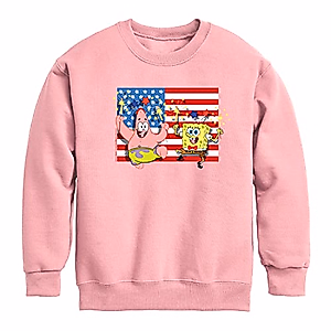 HYBRID APPAREL - Spongebob Squarepants - Patrick Sparkers Flag - Toddler & Youth Crewneck Fleece Sweatshirt - Size Small Mauve