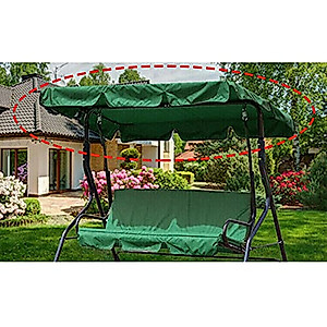 Gazechimp Garden Cover, 3 Seat Swing Canopies Top Awning Cover Patio Swing Hammock Replacement Cover, Green 195x125x15cm