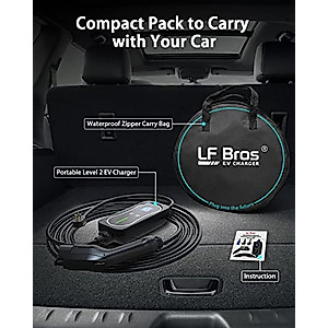 LF Bros Portable Level 2 EV Charger (16-40A, 120-240V, 9.6KW), Electric Vehicle Charger, NEMA14-50 Plug/Waterproof/UL Certified/Adjustable Current/Delay Charging/Compatible with All J1772