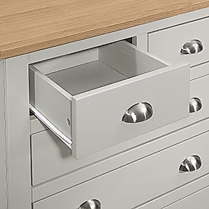 Knocbel Classic 6-Drawer Chest for Bedroom, Living Room Nursery Room Bedroom Dresser Storage Chest of Drawers (Gray and Oak Chest)