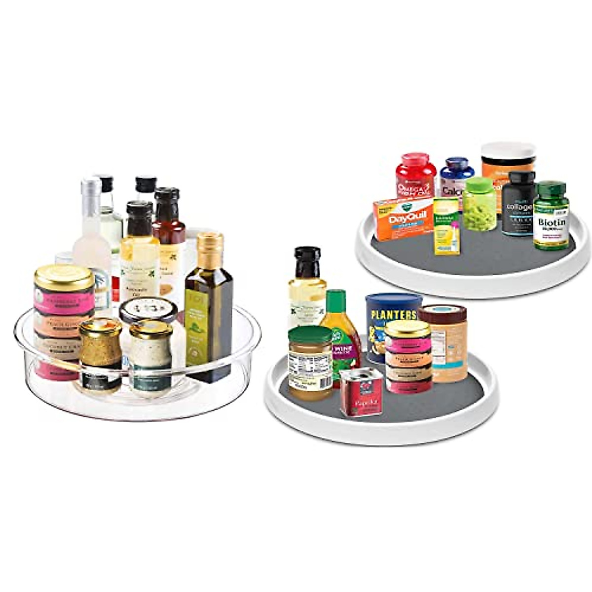 Adoco Lazy Susan Organizer, 12 inch Clear Lazy Susan Turntable Organizer for Cabinet - Kitchen Pantry Organization and Storage