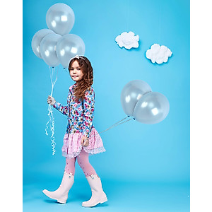 Treasures Gifted Metallic Light Blue Balloons - Baby Blue Balloons, Pastel Blue Balloons 12 Inch - Pastel Latex Balloons, Dusty Blue Balloons - Sky Blue Balloons - Metallic Blue Balloons 72