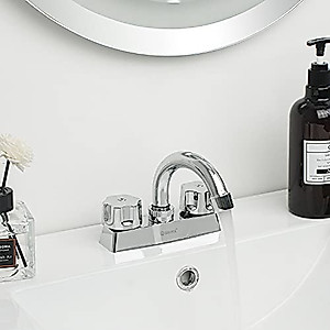 SOLVEX Centerset Bathroom Faucet 2 Handle, 4 Inch WaterSense Bathroom Sink Faucet, 3 Hole Low Arc Bathroom Faucet Chrome, Bathroom Basin Faucet Deck Mounted,SP-40063