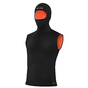BARE 7/3MM Men's Ultrawarmth Hooded Vest: Wear Inside or Outside Your Wetsuit, Black L