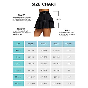 BALEAF Tummy Control Tennis Skirts for Women High Waisted Flowy Pleated Golf Skorts Skirts with Shorts 2 Inner Pockets Black M