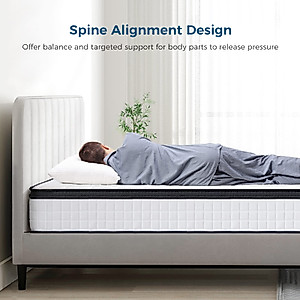 Inofia Twin Mattress, 10 Inch Twin Size Hybrid Mattress, Breathable Comfortable Cool Single Mattress, Supportive & Pressure Relief, Motion Isolating Individually Wrapped Coils, Medium Firm