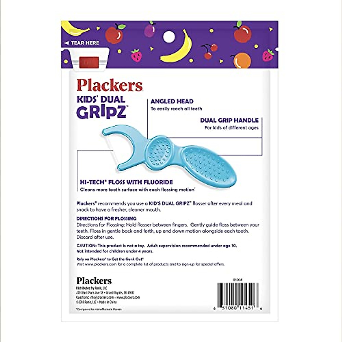 Plackers Flossers for Kids - 75 flossers with dual grip for different ages