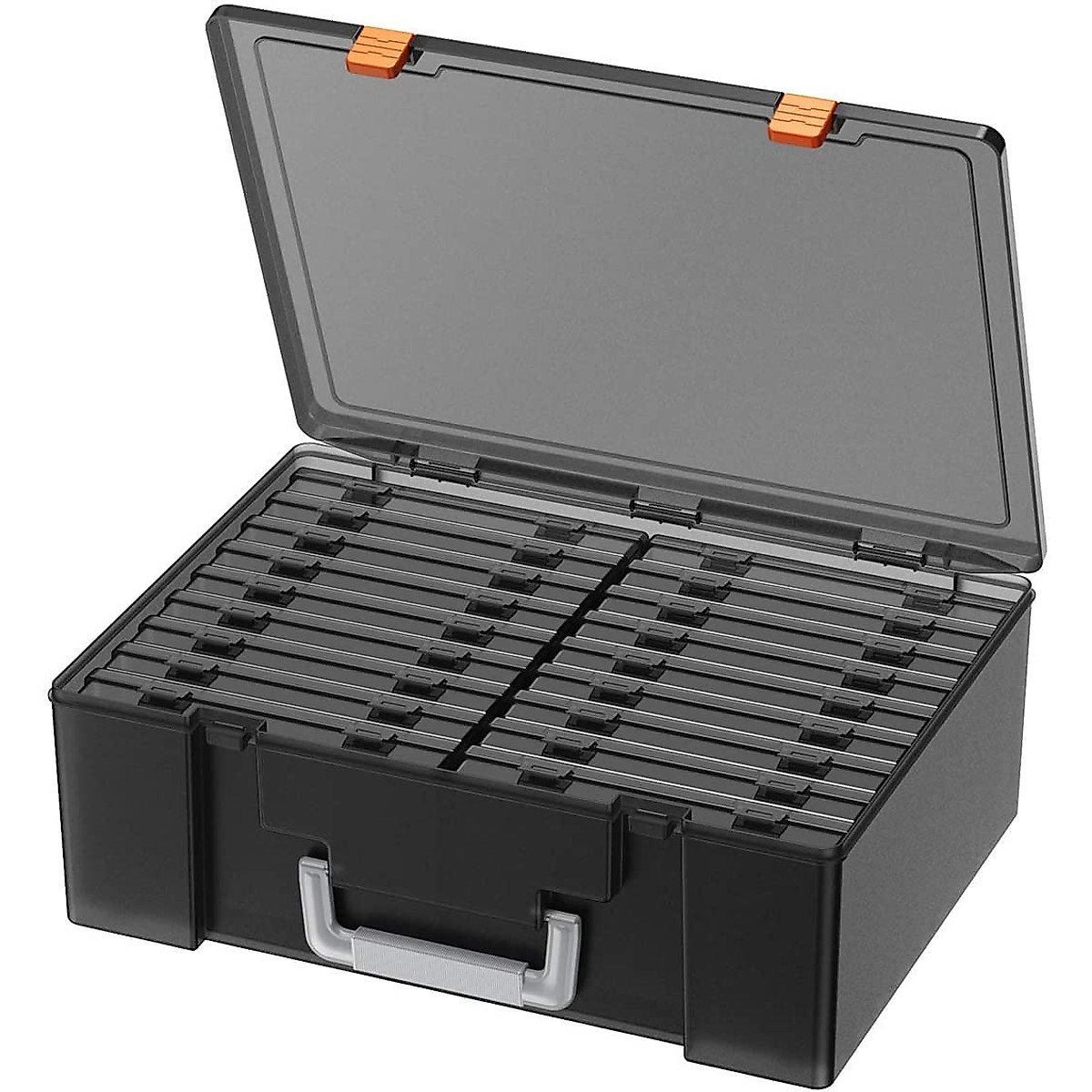 Photo Storage Box 4" x 6", Mathtoxyz 18 Inner Photo Cases and Large Photo Organizer Acid-Free Picture Storage Boxes, Craft Storage Box for Photo Stickers Stamps Seeds (Orange)