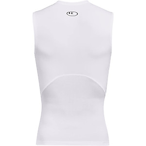 Under Armour Men's Armour HeatGear Compression Sleeveless T-Shirt , White (100)/Black, Small