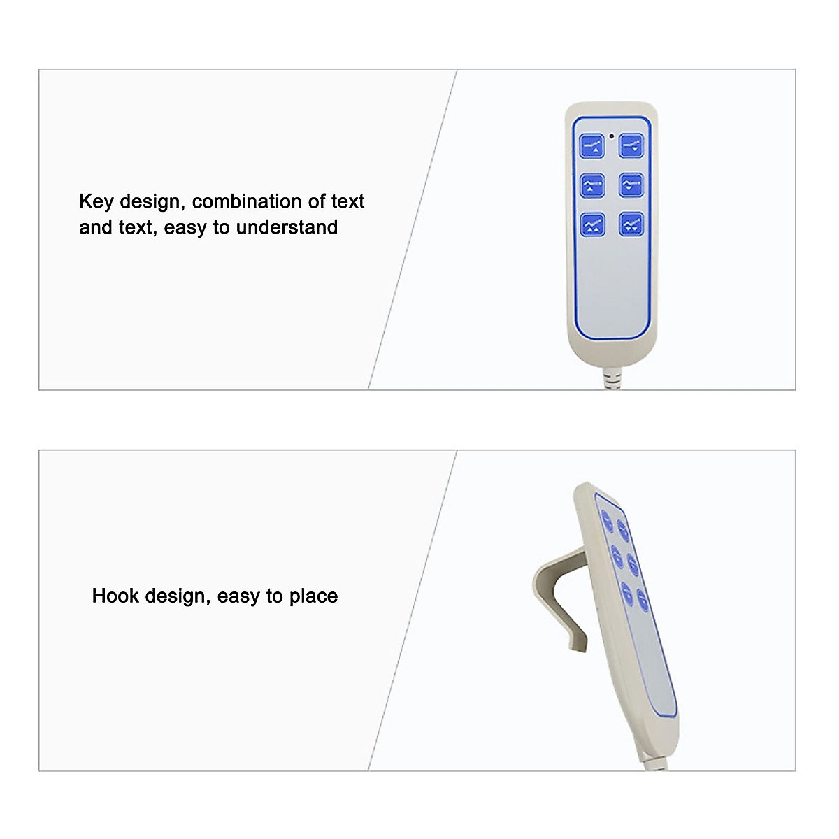 Lifting Bed Controller, Hospital Bed Remote Control 6 Button Remote Hand Control Controller with 8 Pin Plug Replacement Lift Chair or Power Recliner Hand Control Compatible with Pen faders and contro