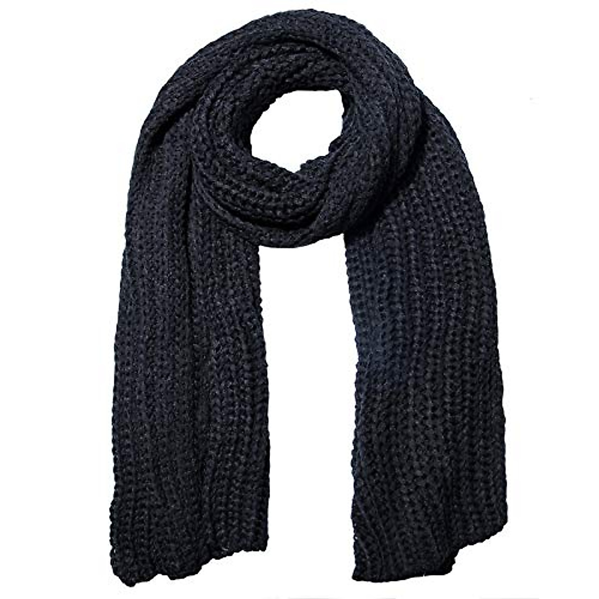 Women And Mens Winter Thick Cable Knit Wrap Chunky Long Warm Scarf, One Size, Black