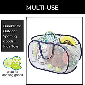 Smart Design Deluxe Mesh Pop Up 2 Compartment Laundry Sorter Hamper Basket - VentilAir Fabric Collapsible Design - for Clothes & Laundry - Home Organization (Holds 2 Loads) (23 x 15 Inch) [White]