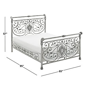 Hillsdale Mercer Metal Queen Sleigh Bed Brushed White