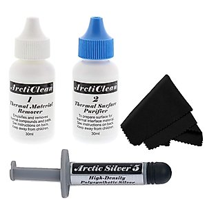 Arctic Silver 5 Thermal Cooling Compound Paste 3.5g High-Density Polysynthetic Silver (Arctic Clean + Arctic Silver Bundle)