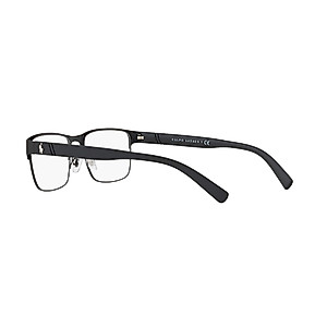 Polo Ralph Lauren Men's PH1175 Rectangular Prescription Eyewear Frames, Matte Black/Demo Lens, 56 mm