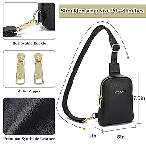INICAT Travel Small Sling Bag Leather Crossbody Bags for Women Fanny Packs Cross Body Bag for Woman Cross Body Purses(Black)