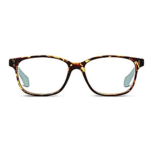 Peepers by PeeperSpecs Women's Nature Walk Soft Square Reading Glasses, Tortoise/Aqua, 49 + 1