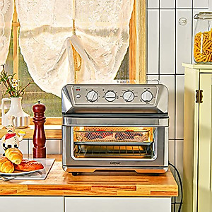COSTWAY Air Fryer Toaster Oven, 7-in-1 Convection Countertop Oven with Auto-Shut-Off, Timer, Accessories & Cookbook, 1800W, 21.5 QT Air Fryer Toaster Oven Combo, Bake, Broil, Toast, Reheat, Fry Oil-Free, Stainless Steel