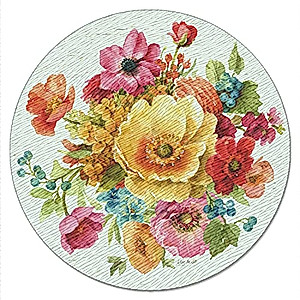 CounterArt Country Fresh 4mm Heat Tolerant Tempered Glass Lazy Susan Turntable 13" Diameter Cake Plate Condiment Caddy Pizza Server