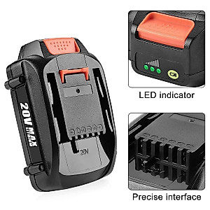 ANTRobut Replacement Worx 20V Battery and Charger Kit for Worx WA3525 WA3520 WA3575 WA3578 20V PowerShare 3.5Ah Battery, for Worx 20V and 40V (2X20V) Cordless Tools