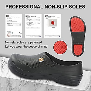 Non Slip Waterproof Clogs Shoes for Men, Zapatos para trabajar en Restaurante de Hombre Standing All Day Comfortable Nurse and Chef Shoes for Men, Men's Oil-Proof Work Shoes for Food Service Black