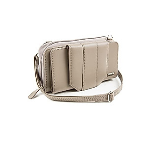WalletBe Women's Wallet RFID Cell Phone Purse Leather Crossbody with Accordion Pebbled Taupe