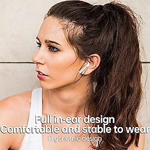 Hrbzo Wireless Earbuds Bluetooth Headphones Stereo Sound Earphones 30H Playtime Wireless Charging Case & Power Display, Touch Control IPX6 Waterproof Stereo Earphones in-Ear Built-in Mic Headset