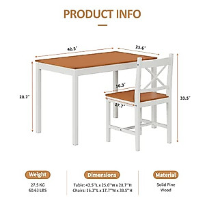 5-Piece Dining Table Set for 4 Person, Kitchen Dinner Table and 4 Chairs (Natural)