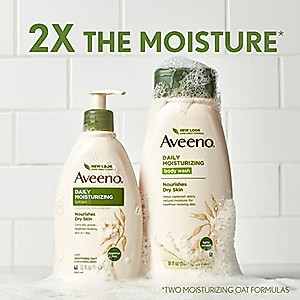 Aveeno Daily Moisturizing Body Wash for Dry Skin with Soothing Oat ; Rich Emollients, Creamy Shower Cleanser, Gentle, Soap-Free and Dye-Free, Light Fragrance, 18 fl. oz.