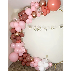 Pateeha Dusty Pink Balloon Arch Garland Kit 135 Pcs Dusty Rose Gold Balloon Garland Double Stuffed Baby Pink White Balloons for Birthday Baby Shower Mothers Day Decorations