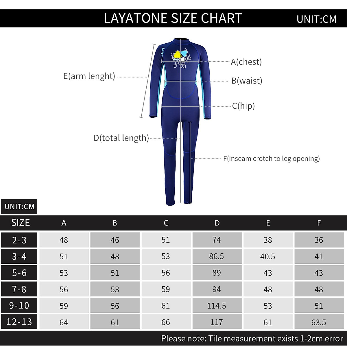 LayaTone Kids Wetsuit 3/2mm Neoprene Full Body Kids Wet Suits for Boys Girls One Piece Wetsuit for Swimming Diving Surfing Freediving Canoeing
