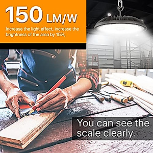 DEMILARE 2 Pack Led High Bay Light 150W, 5000K 22500 lm High Bay Led Shop Lights, IP65 Waterproof UFO High Bay Light 120-277V, Commercail Lighting for Warehouse, Workshop, Garage, Barn