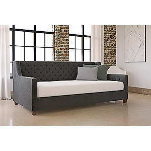 DHP Jordyn Diamond Tufted Upholstered Daybed/ Sofa Bed, Twin Size Frame, Gray Velvet