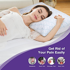 WISHSMILE Cooling King Size Pillows, Pillow King Size Set of 2 Shredded Memory Foam, Cool Cold for Sleeping with Zipper, Adjustable Firmness to Hot, Side, Back and Stomach Sleepers, 2 Pack, 20x36