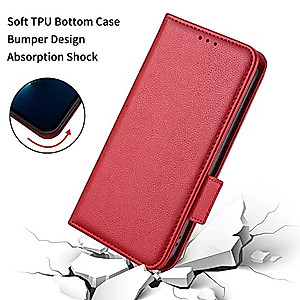 Diaobaolee Case Compatible with Oppo A54 5G,Leather Flip Case with Card Slot,Wallet Design, Magnetic Lock,Kick Stand,Leather Case for Oppo A54 5G Red