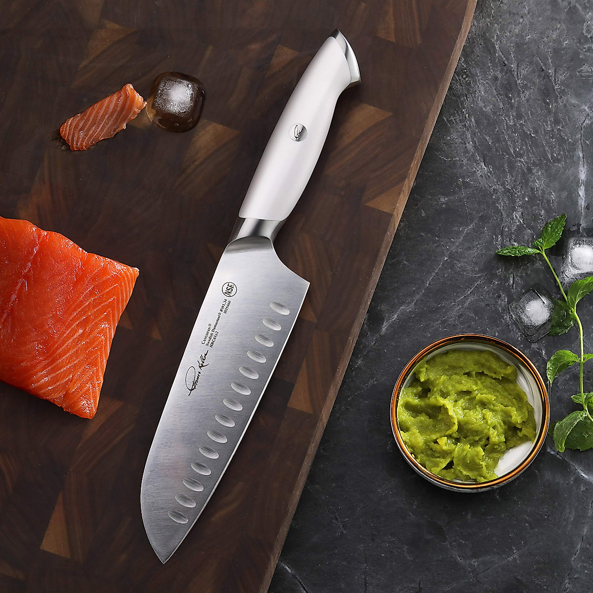 Cangshan Thomas Keller Signature Collection Swedish Powder Steel Forged, 7-Inch Santoku Knife, White