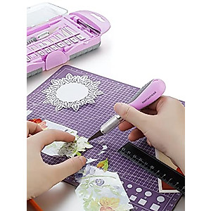 FantastiCAR Craft Knife Precision Cutter Hobby Knife Blades Set (18pcs) for Art Work, Scrapbooking, Stencil, Architecture Modeling, Wood Leather Working (Purple)