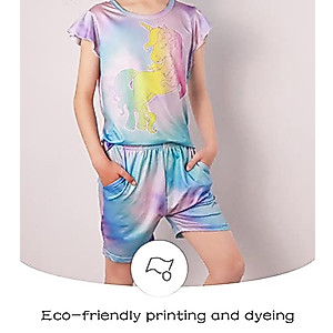 Little Girls Pajamas Short Shirts Unicorn Snug Fit Cotton Toddler Pjs Short Shirts Clothes 18 Years Blue