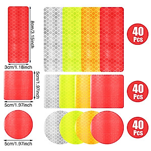 Pimoys 120 Pcs Reflective Tape, Reflective Stickers Reflector Tape Night Visibility Trailer Reflective Tape for Bikes Clothing Helmet (1.2×3.2 Inch, 2×2Inch)